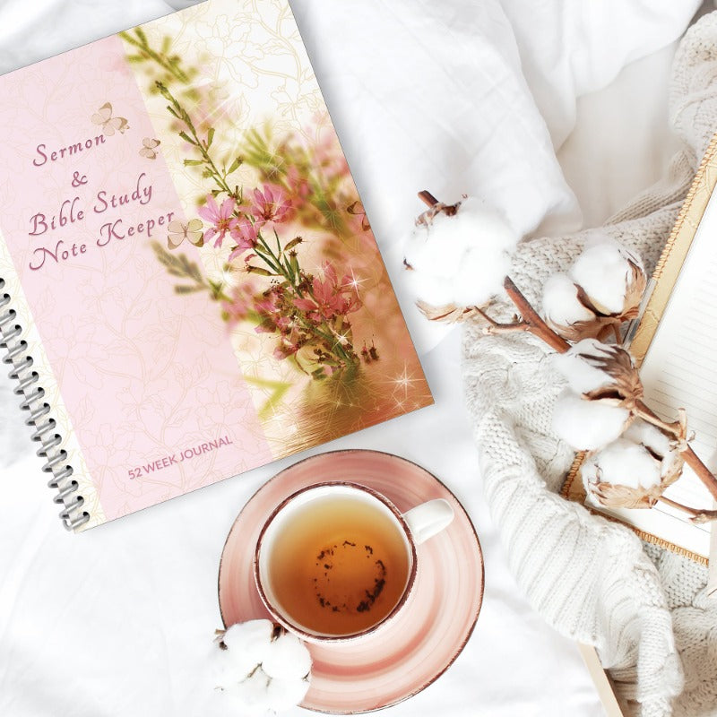 Sermon & Bible Study Journal For Notes Women Pink Floral Matte Cover 7 ...